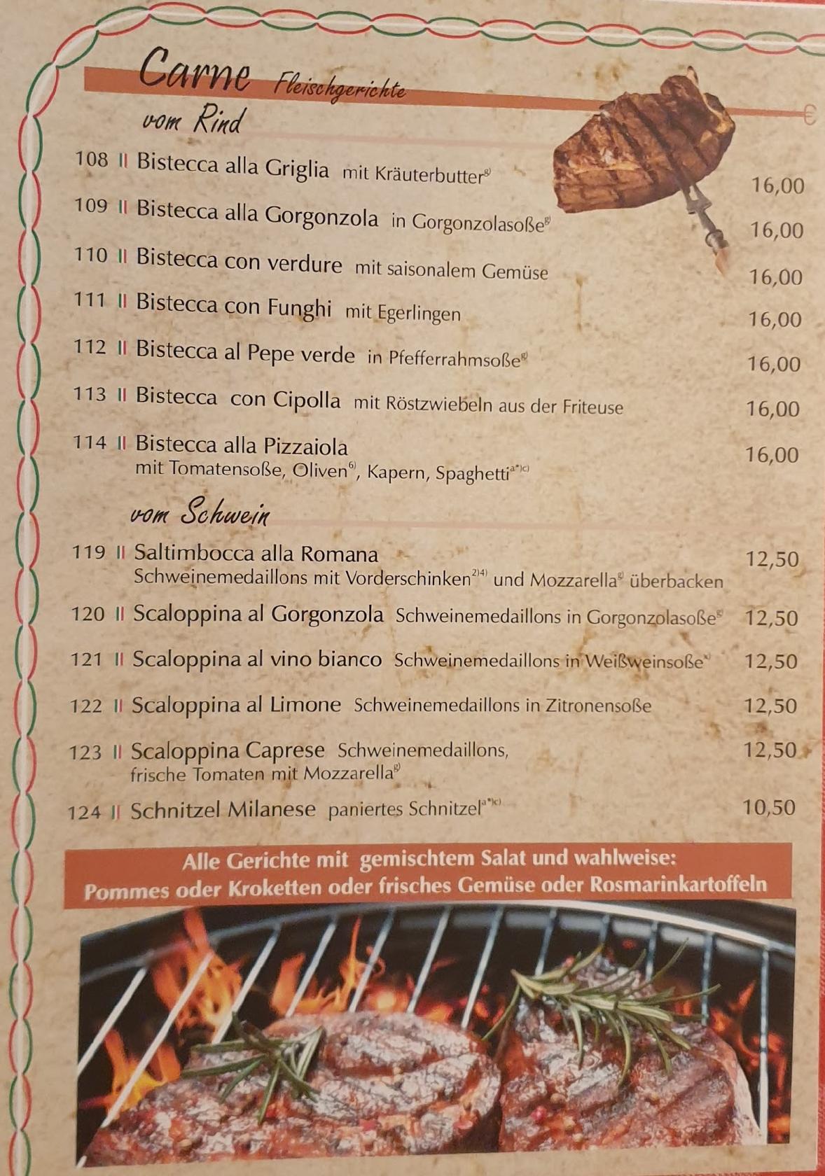 Menu at Antica Trattoria da Salvatore restaurant, Untersiemau
