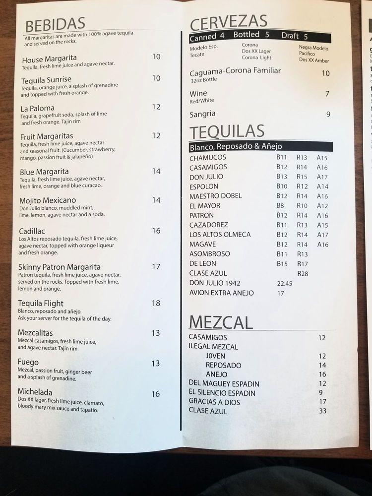 Menu at COA mexican eatery & tequileria restaurant, La Conner