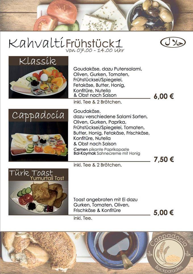 Menu at Cappadocia Backparadies restaurant, Kassel