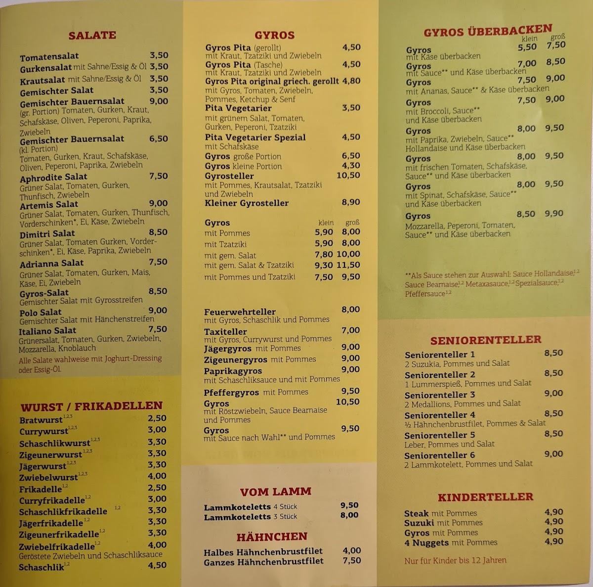 Speisekarte von Elisabeth & Lefti restaurant, Velbert