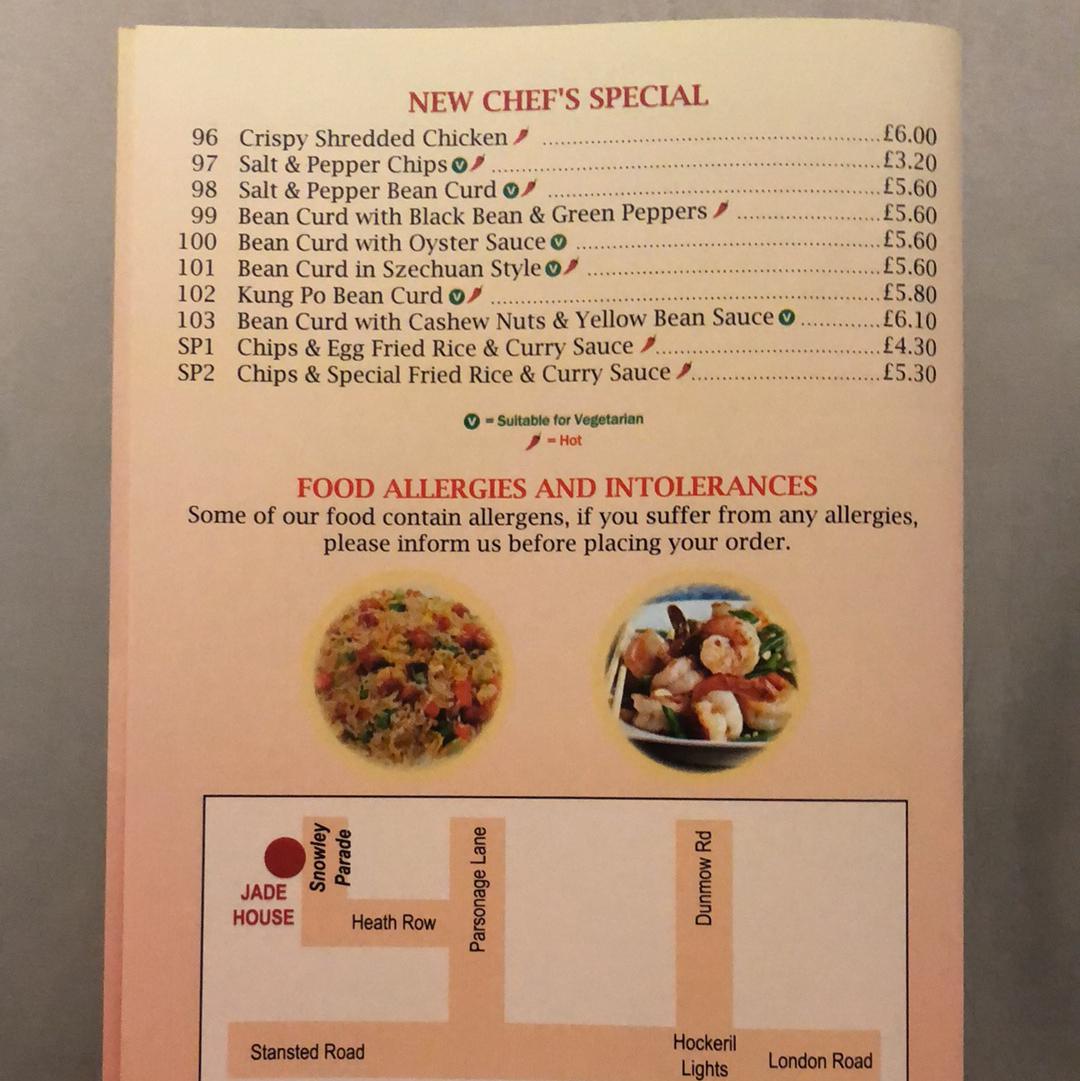 Menu at Jade House Chinese Takeaway fast food, Bishop's Stortford, 7 ...