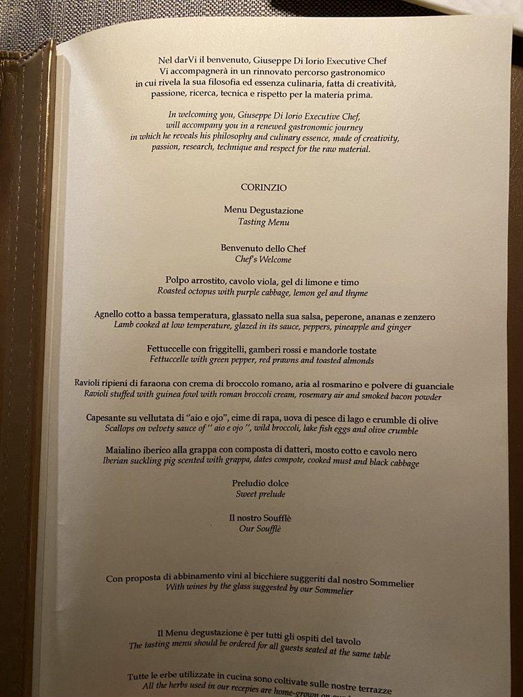 Menu at Aroma restaurant, Rome, Via Labicana