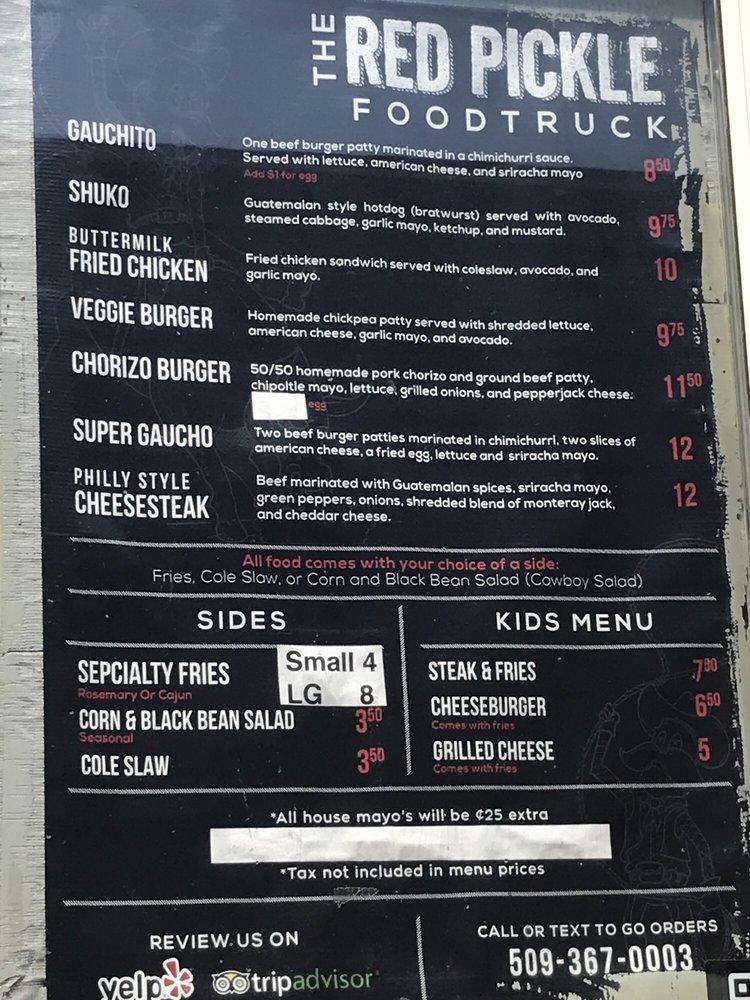 Menu at The Red Pickle pub & bar, Ellensburg