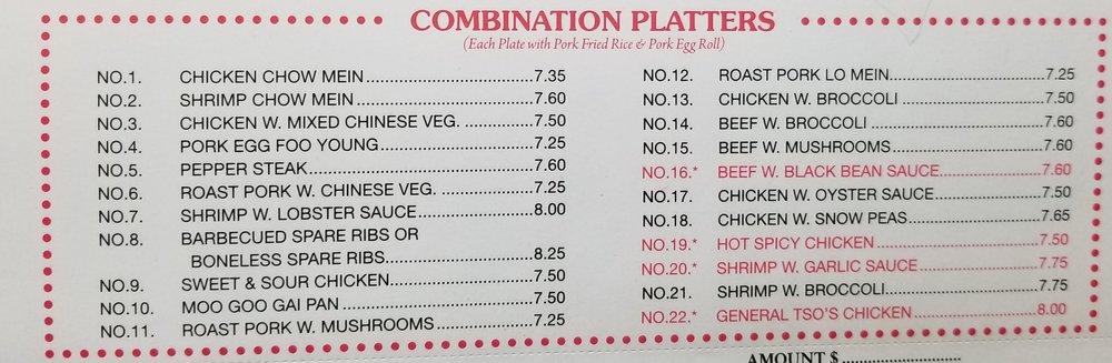 Menu at Chef Chan Restaurant, East Rutherford