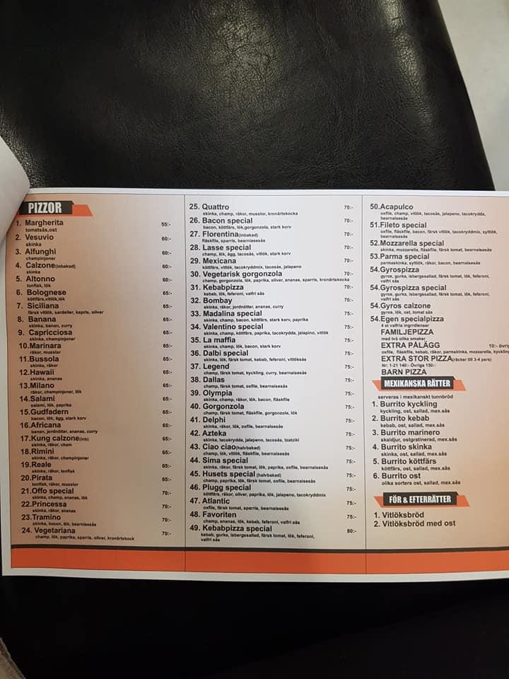 Menu at Dalby restaurang och pizzeria, Dalby