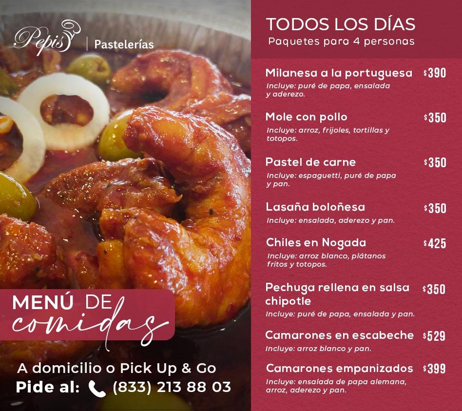 Carta de comida rápida Pastelería Pepis Del Norte S.A., Tampico