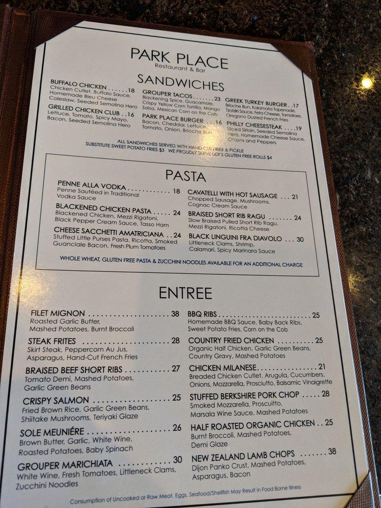 Menu at Park Place pub & bar, New Hyde Park, Jericho Turnpike