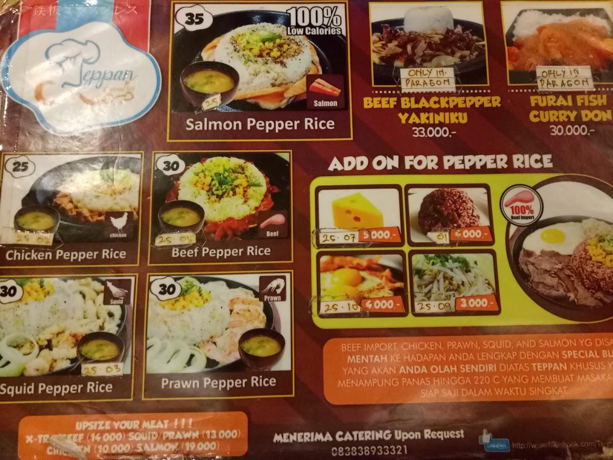 Menu at Teppan Express restaurant, Semarang, Mal Ciputra