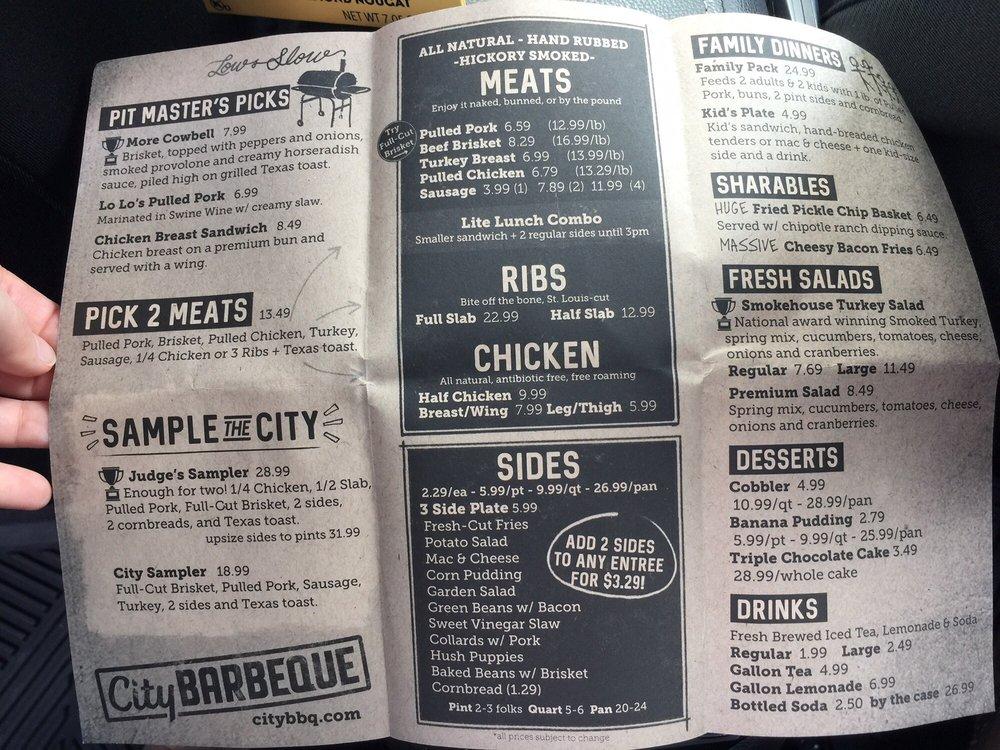 Menu at City Barbeque, Beavercreek, N Fairfield Rd