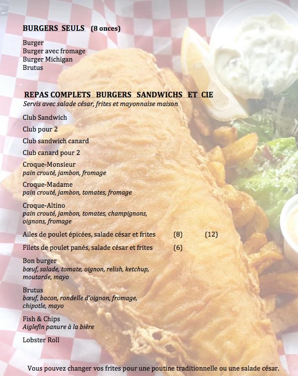 Menu at Café Terrasse La Tanière, Otterburn Park