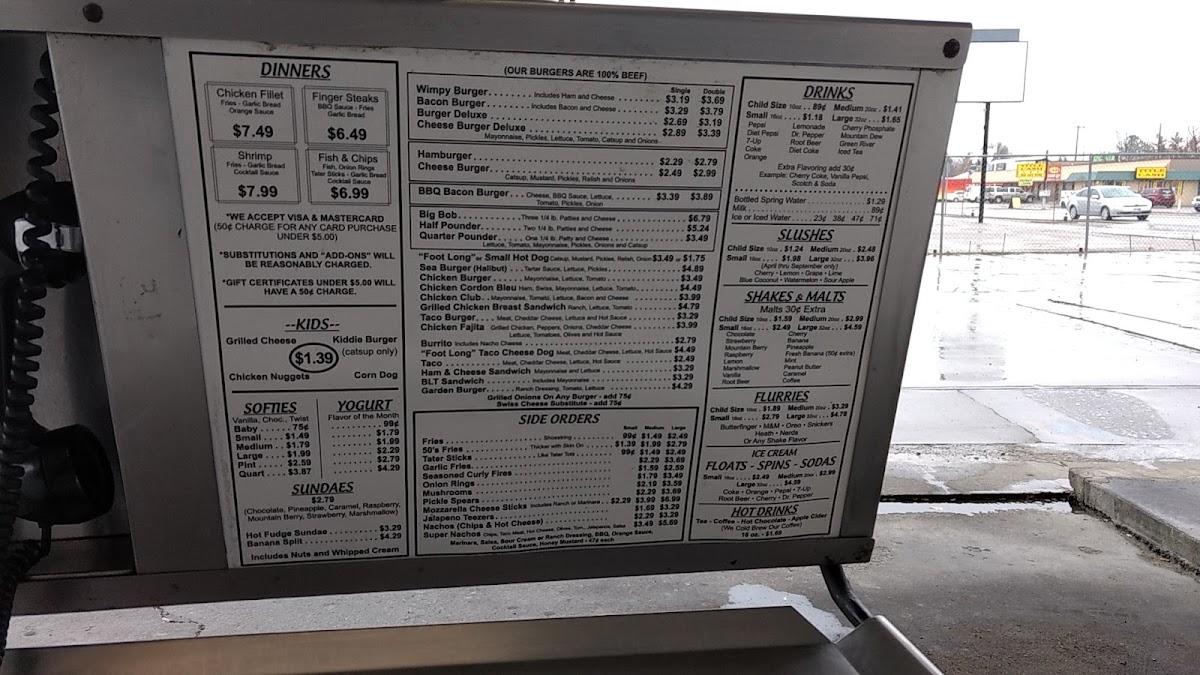 Menu at Roe-Ann Drive-In fast food, Emmett