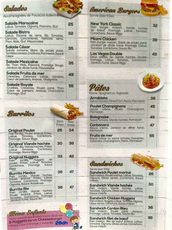 Menu at Urban Bistro restaurant, Casablanca