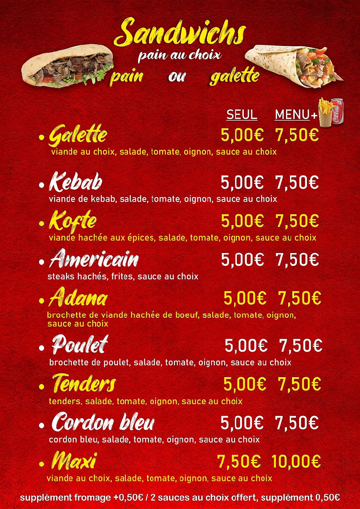 Menu at Ankara restaurant, Clermont-l'Hérault