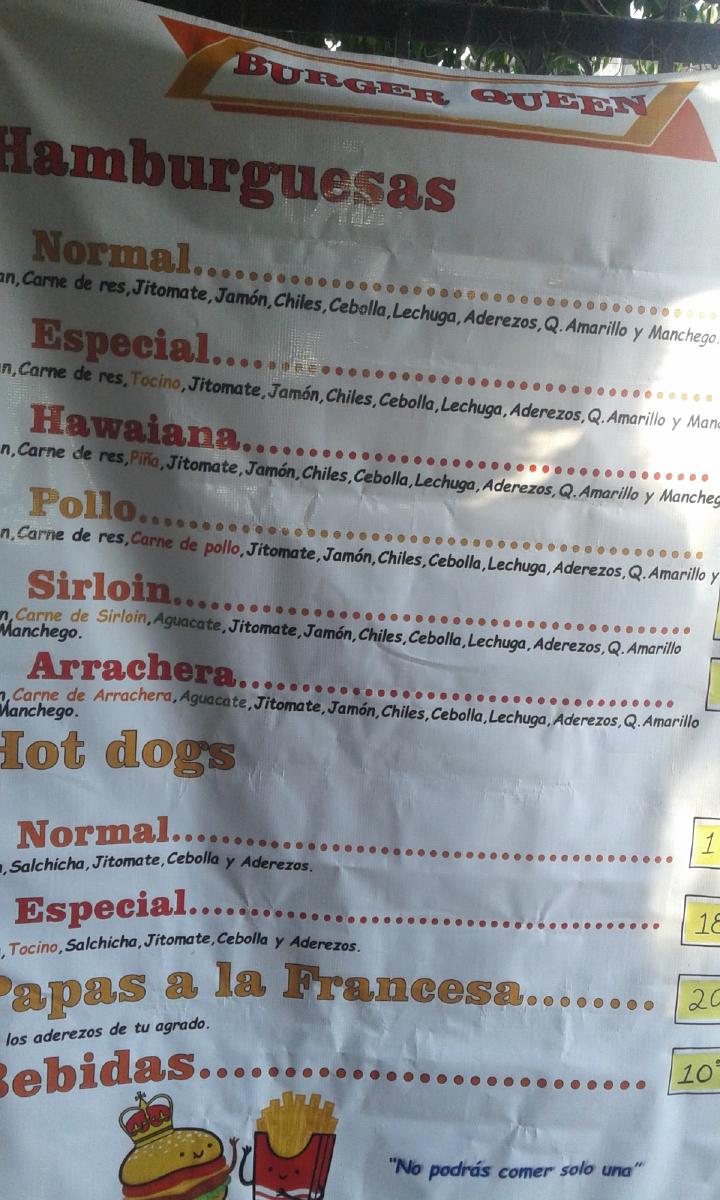 Menu at BURGUER QUEEN restaurant, Santiago de Querétaro, Ernesto de ...