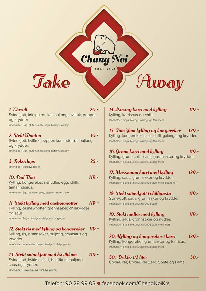 Menu at Chang Noi Kristiansand, Kristiansand