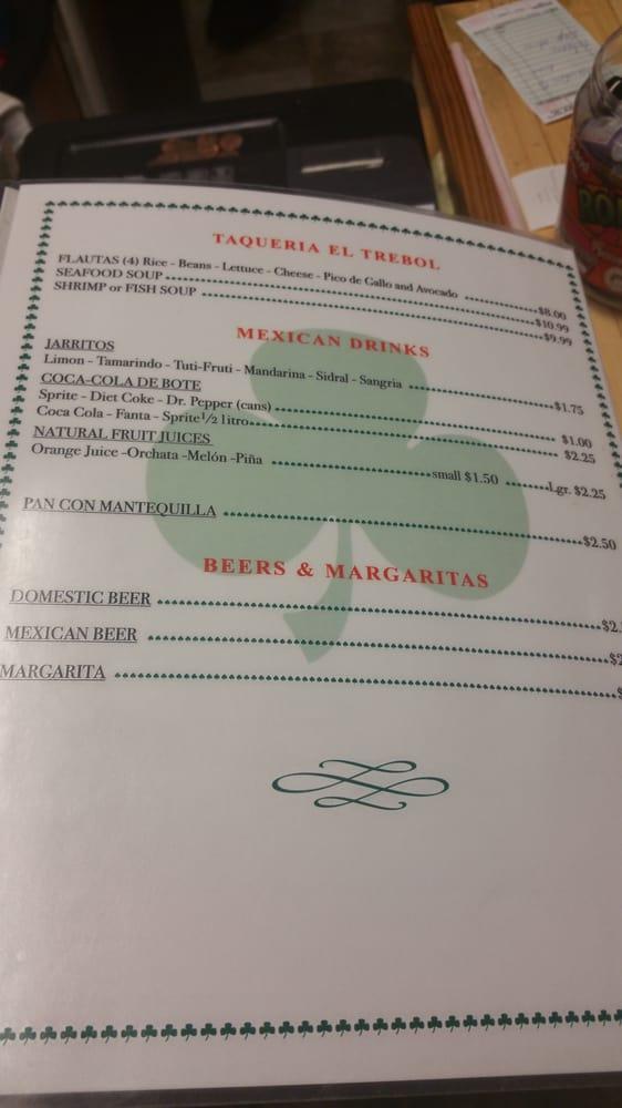 Menu at El Trebol Taqueria restaurant, Waxahachie