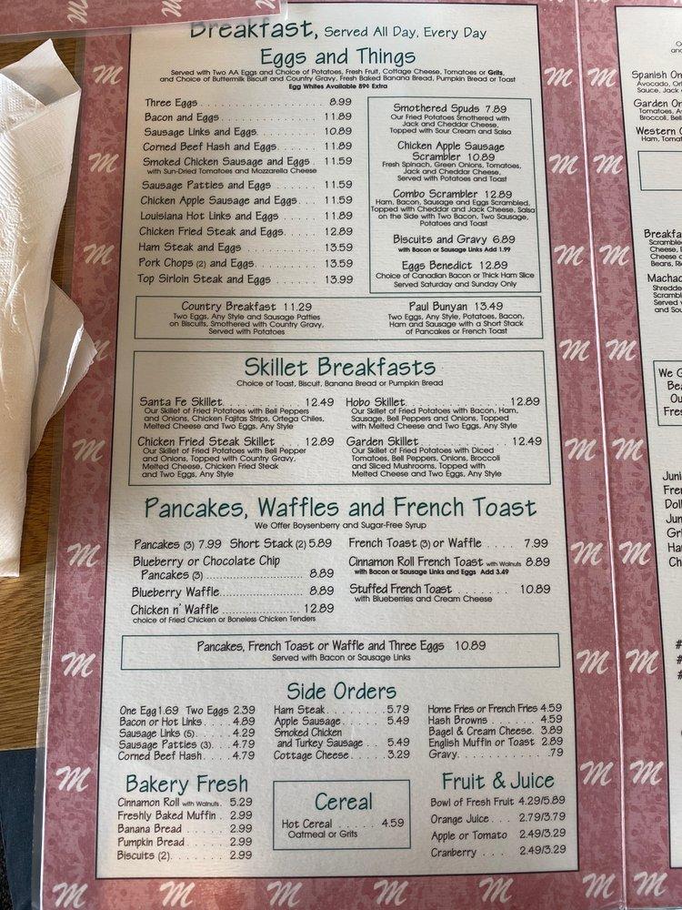 Menu at Molly Brown's Country Cafe, Hesperia, Smoke Tree St