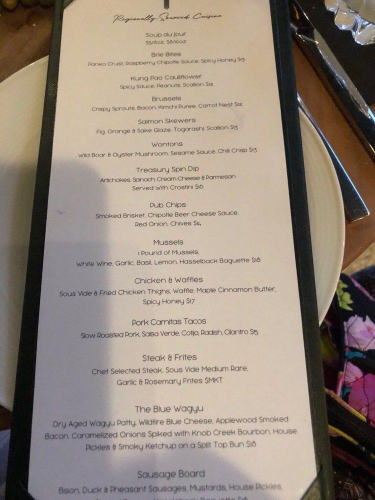 Menu at The Treasury at Hotel on Phillips pub & bar, Sioux Falls