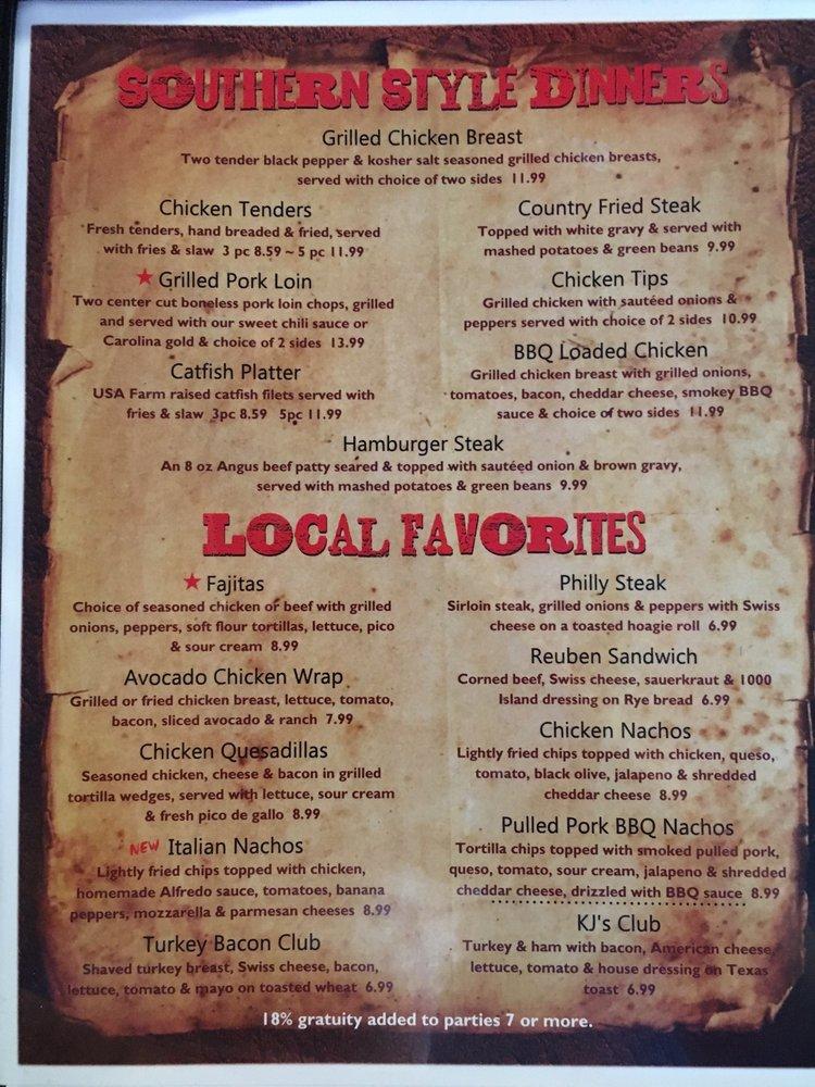 Menu at KJ's Restaurant, Judsonia