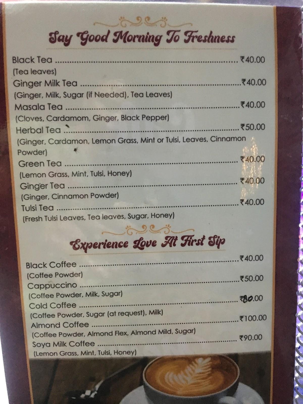 Menu at Cafe Alba, Rishikesh