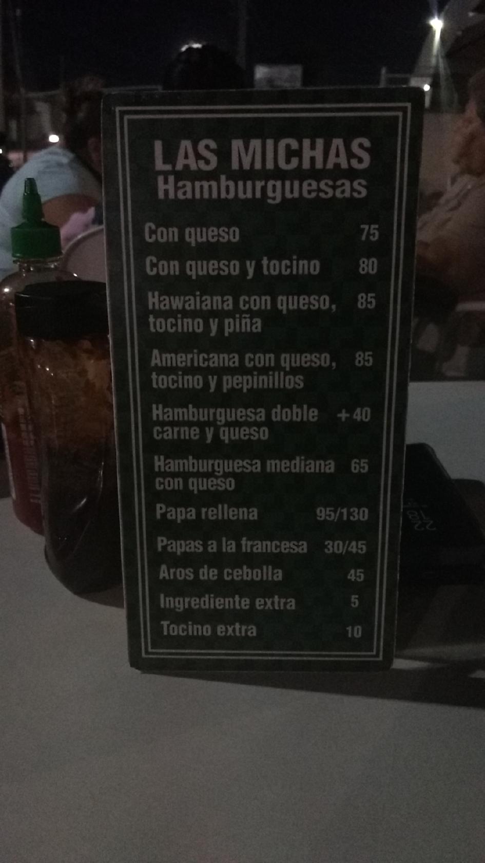 Menu at Las Michas restaurant, Cabo San Lucas, Calle Océano Atlántico ...