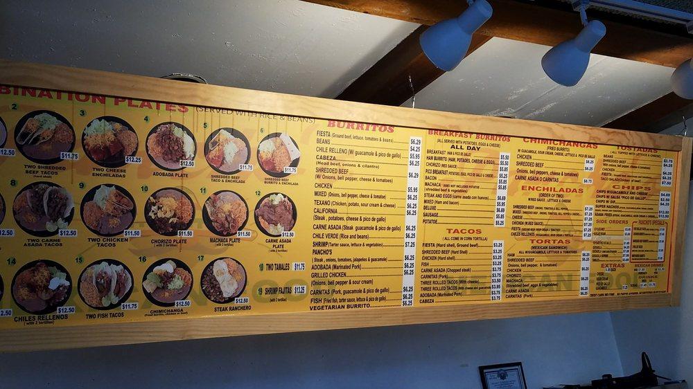 Menu at Mexican Taco Shop restaurant, Topeka, SW 10th Ave