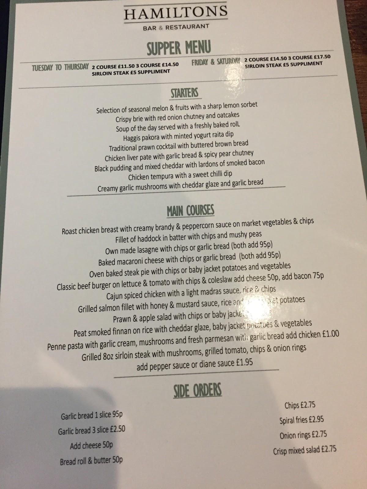 Menu at Porthead Tavern and Hamiltons Restaurant, Irvine