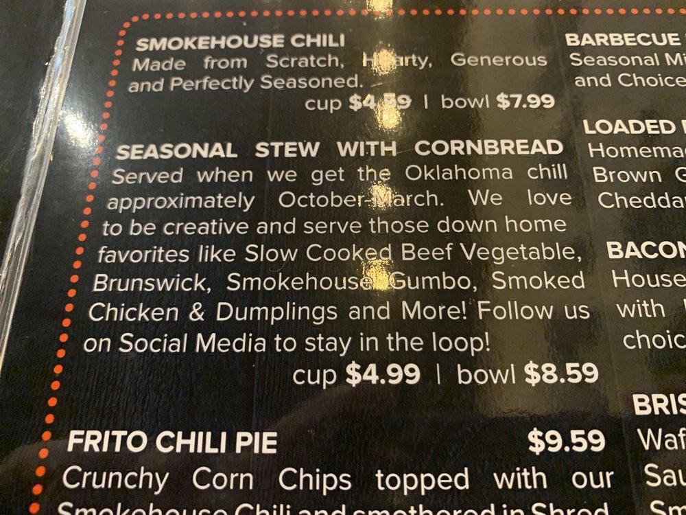 Menu at Main Street Barbecue, Durant