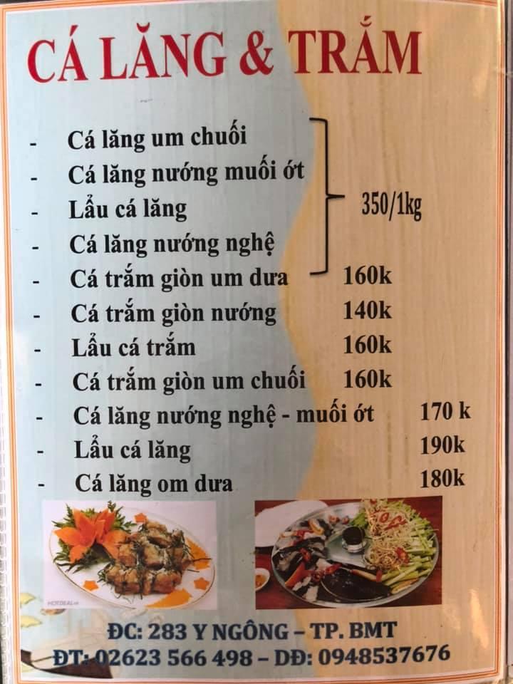 Menu at Sung Sứ Quán restaurant, Buon Ma Thuot, 283 Y Ngông
