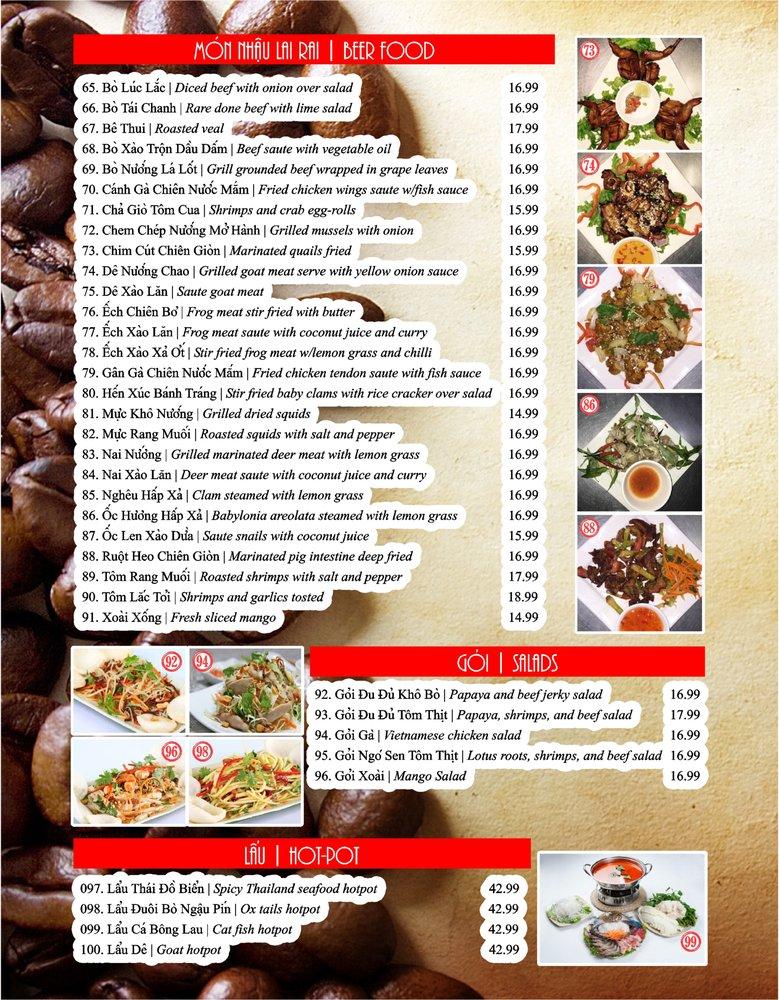 Menu at Wonder Cafe, Sacramento