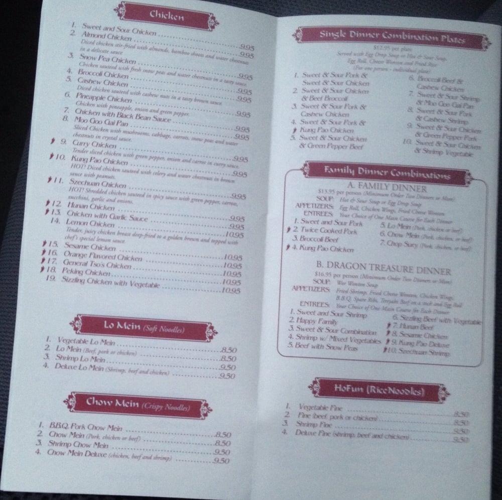 Menu at Dragon Treasure restaurant, Fruita