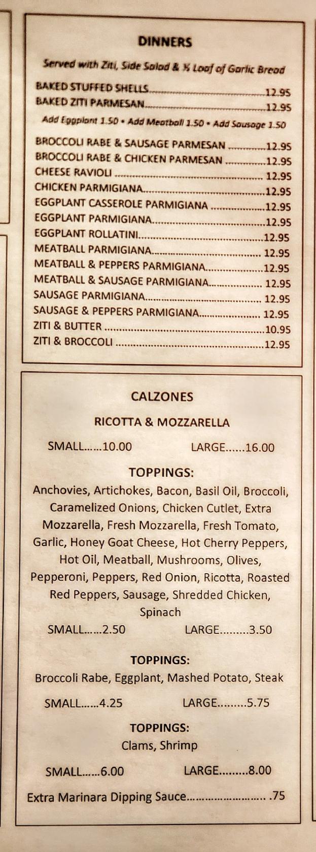 Menu at New Haven Pizza Place pizzeria, Milford