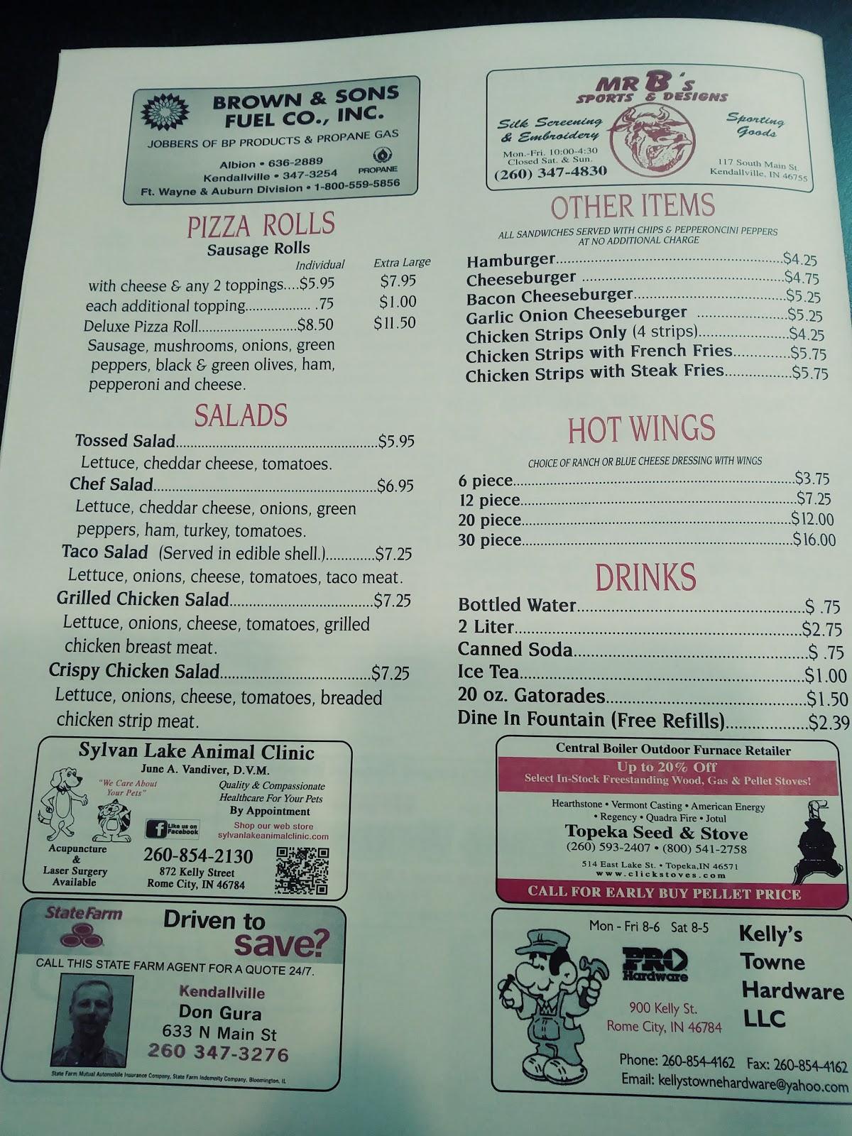 Menu at Pepperoni's Pizza pizzeria, Rome City
