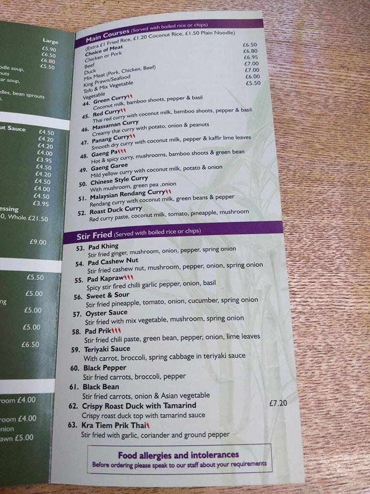 Menu at Tams Noodle Bar & Thai Food, Oswestry