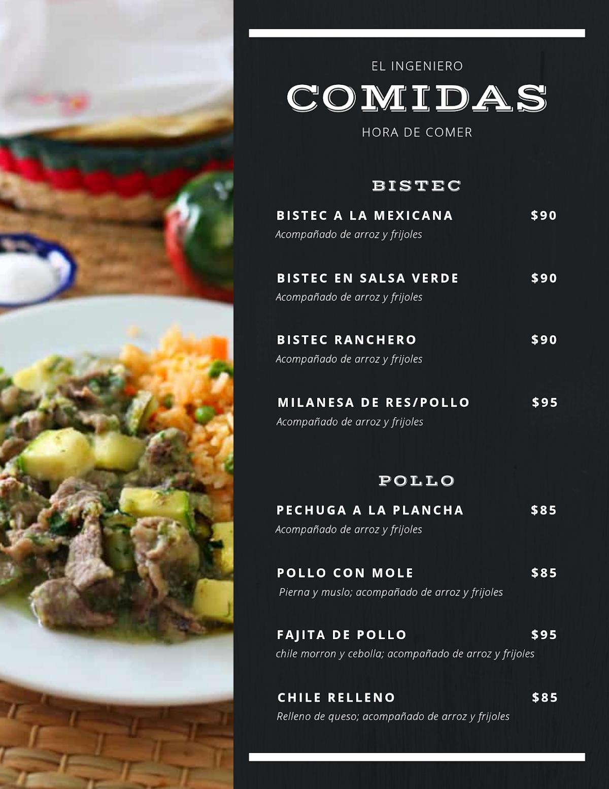 Menu at El Ingeniero RESTAURANTE, Reynosa