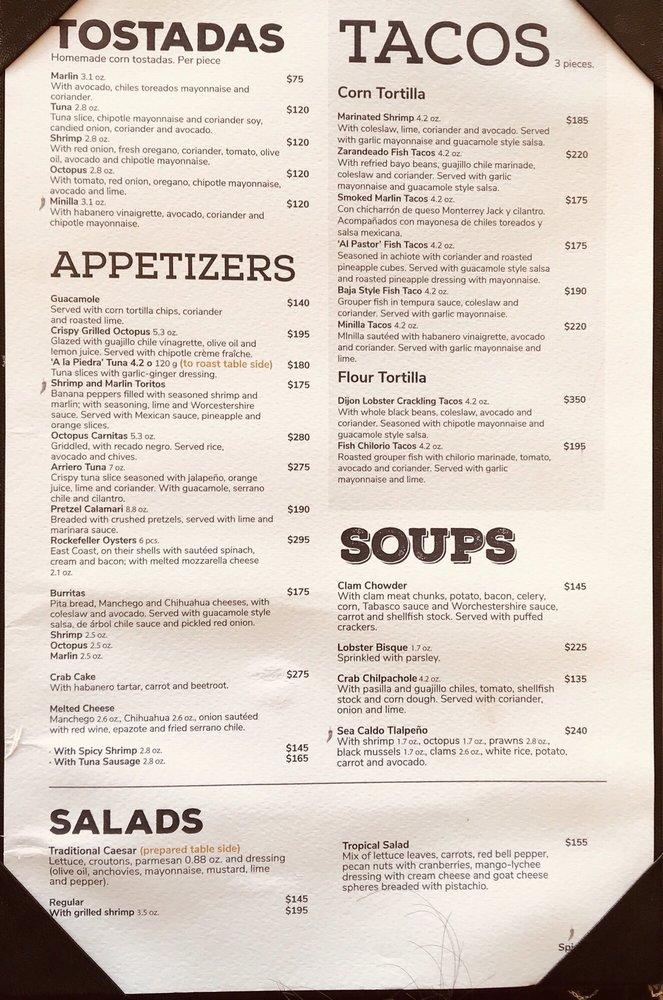 Menu at Fred's | The best seafood in Cancun restaurant, Cancún