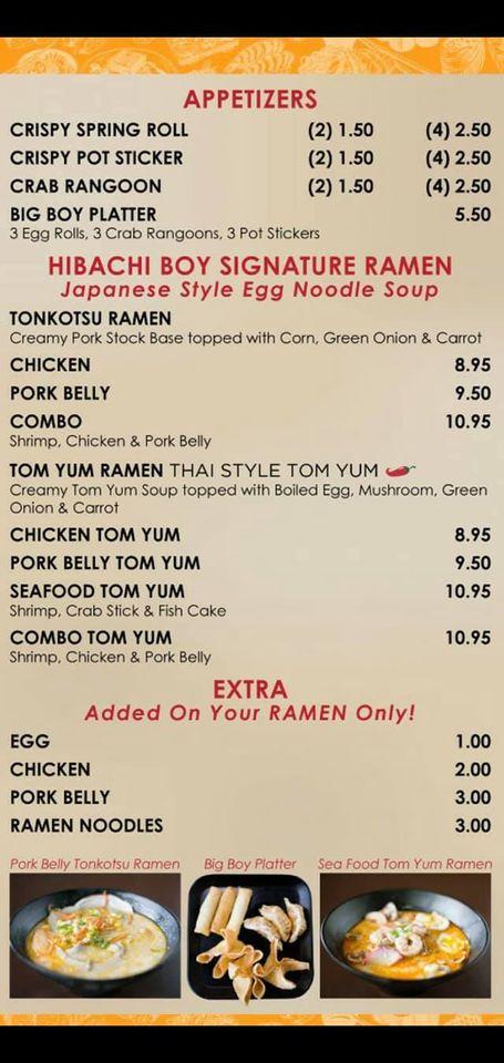 Menu at Hibachi Boy restaurant, Derby, N Rock Rd