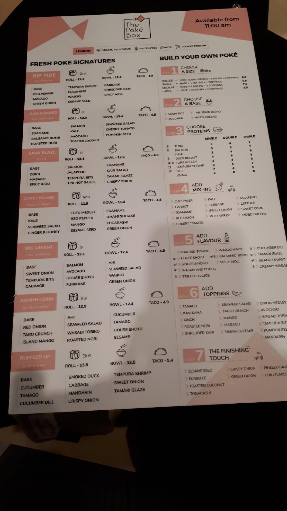 Menu at The Poke Box restaurant, Waterloo