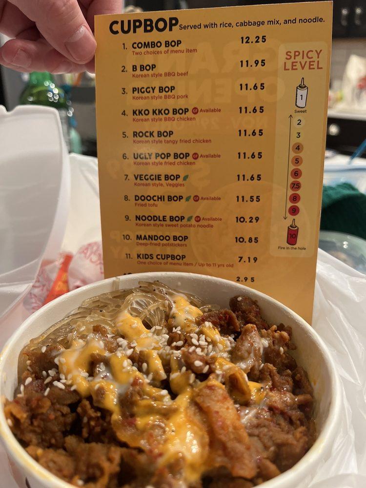 Menu at Cupbop - Korean BBQ in a Cup, Tucson