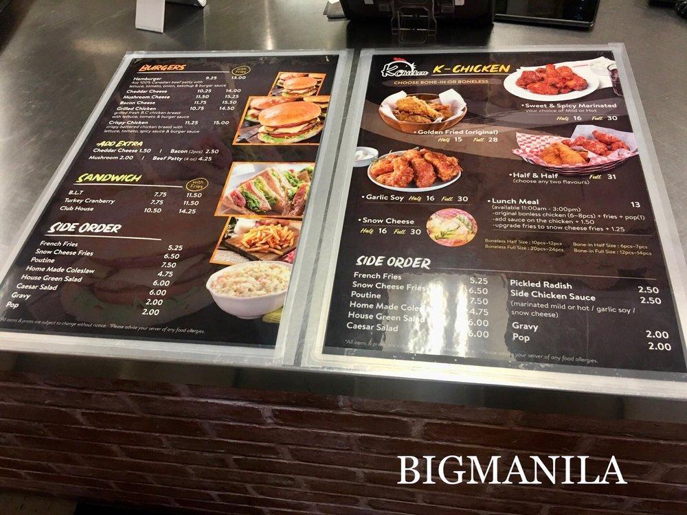 Menu at K Chicken Burnaby restaurant, Burnaby