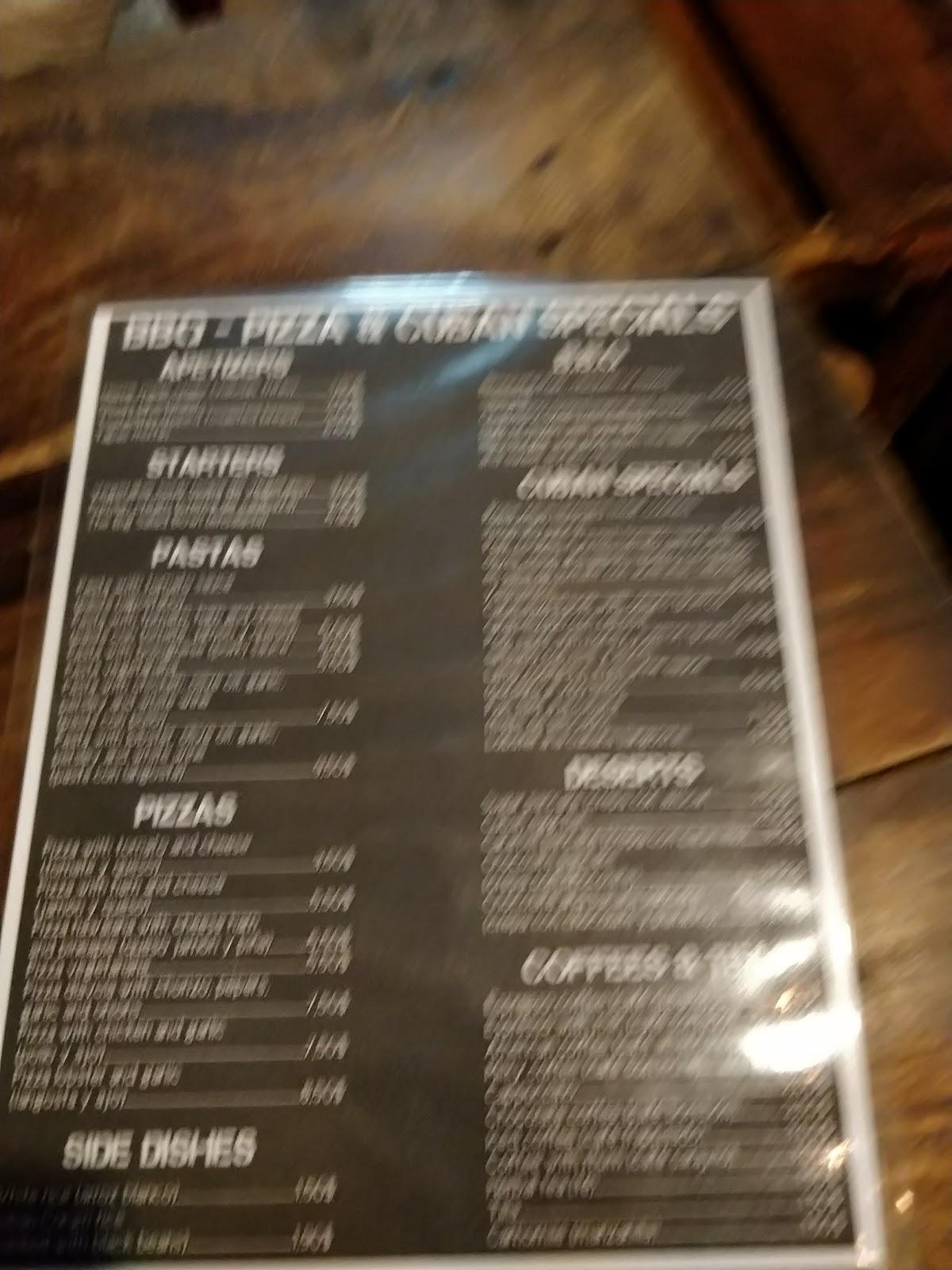 Menu at Parrilla del Rey, Vinales
