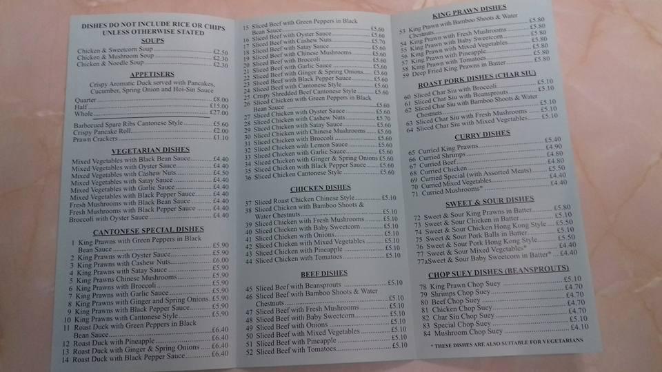 Menu at Peony House fast food, Derby, Unit 7