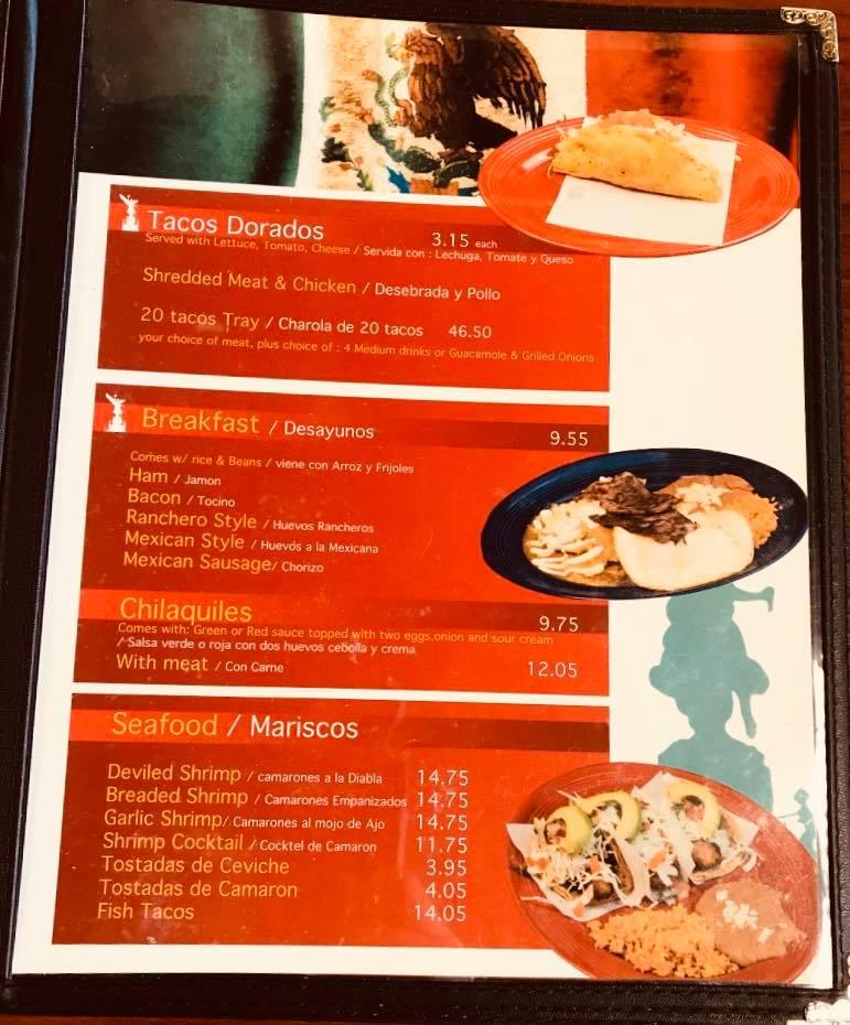 Menu at Taqueria El Sazon restaurant, Batavia