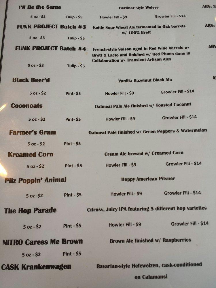 Menu at Burn 'Em Brewing pub & bar, Michigan City