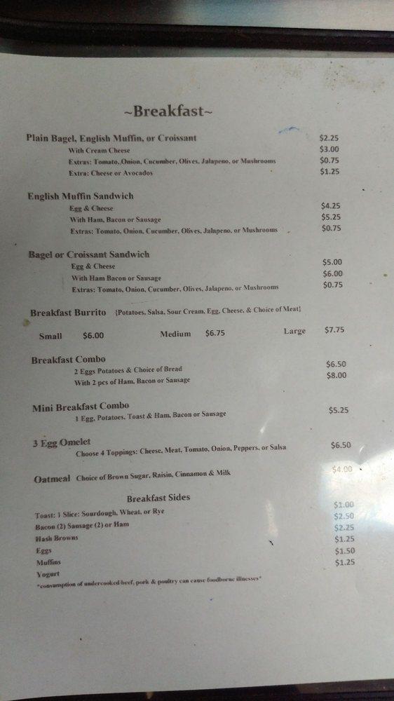 Menu at Courthouse Cafe, Eureka