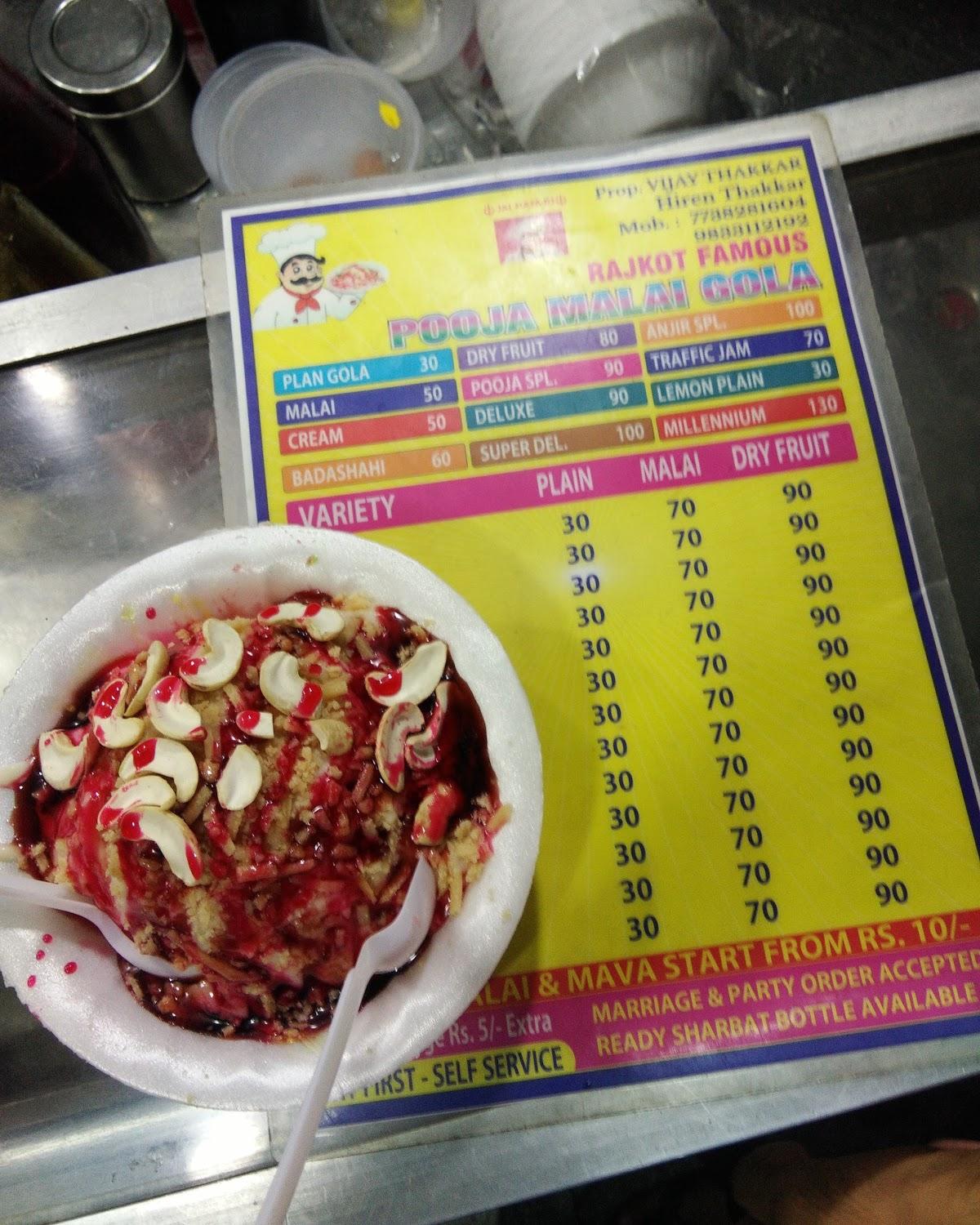 Menu at Pooja Malai Gola, Mumbai, Shop No. 55