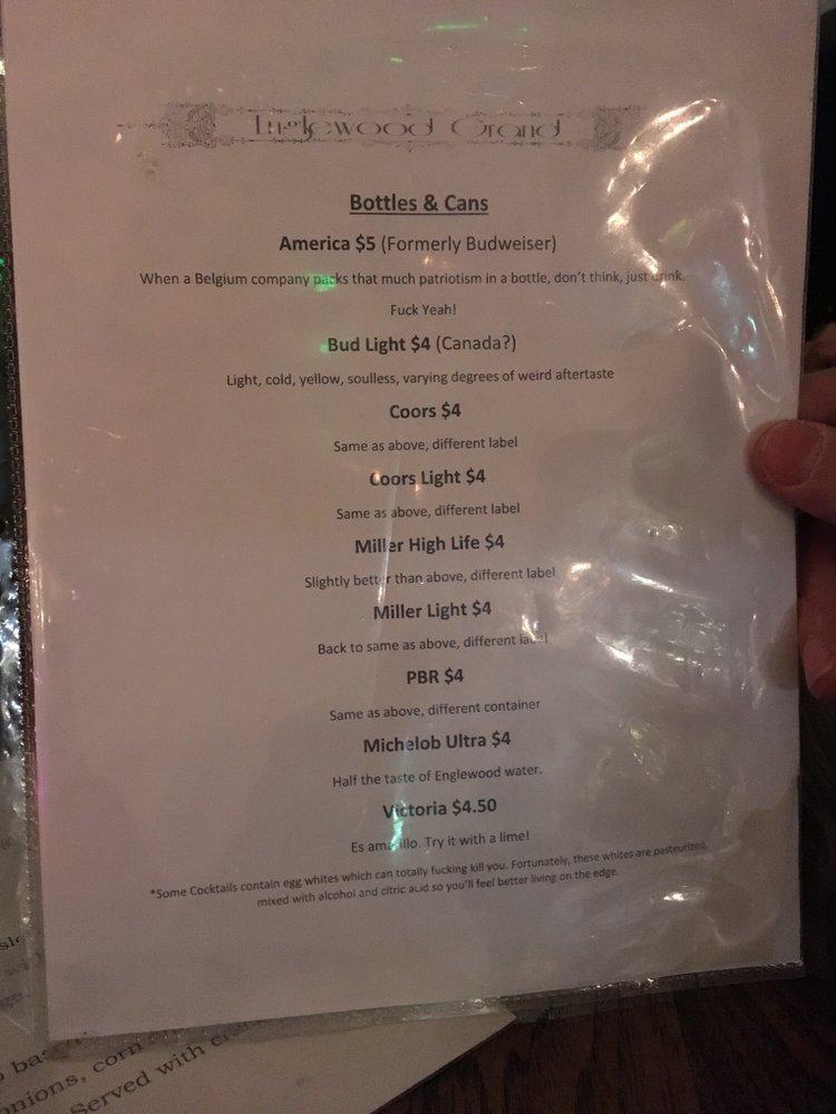 Menu at Englewood Grand pub & bar, Englewood