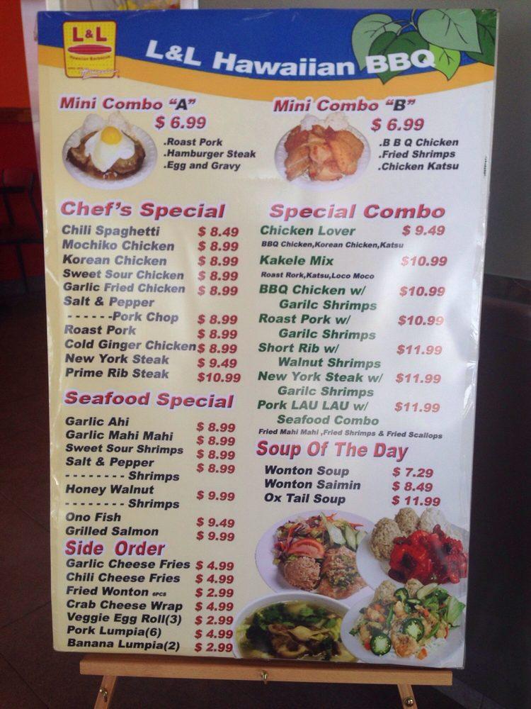Menu at L&L Hawaiian Barbecue, Kailua-Kona, 74-5035 Queen Ka'ahumanu Hwy