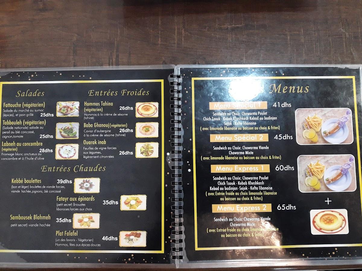 Carta del restaurante Fayrouz, Casablanca, N275