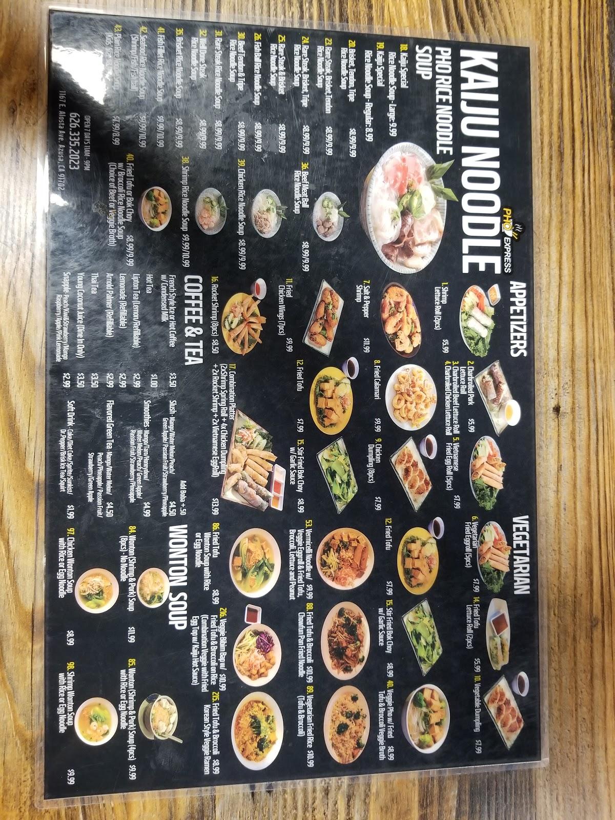 Carta del restaurante Kaiju Noodle House, Azusa